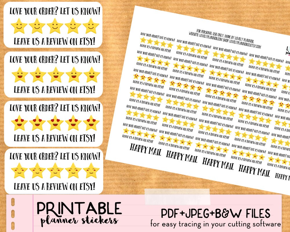 Etsy Shipping Review Stickers to Add on Your Orders Envelopes - Cute ...