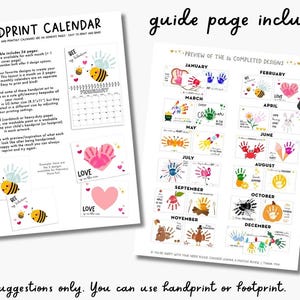 Handprint Calendar 2026 Landscape, Printable Handprint Craft Bundle ...