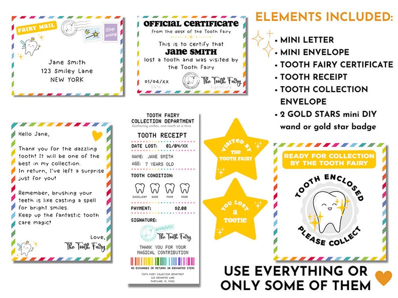 Editable Printable Mini Tooth Fairy Set With Customizable Letter From ...