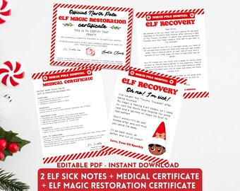 ELF Medical Certificate | North Pole Hospital | Sick Leave - Etsy