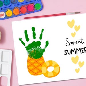Sweet Summer Handprint Art, Pineapple Handprint Template, Preschool ...
