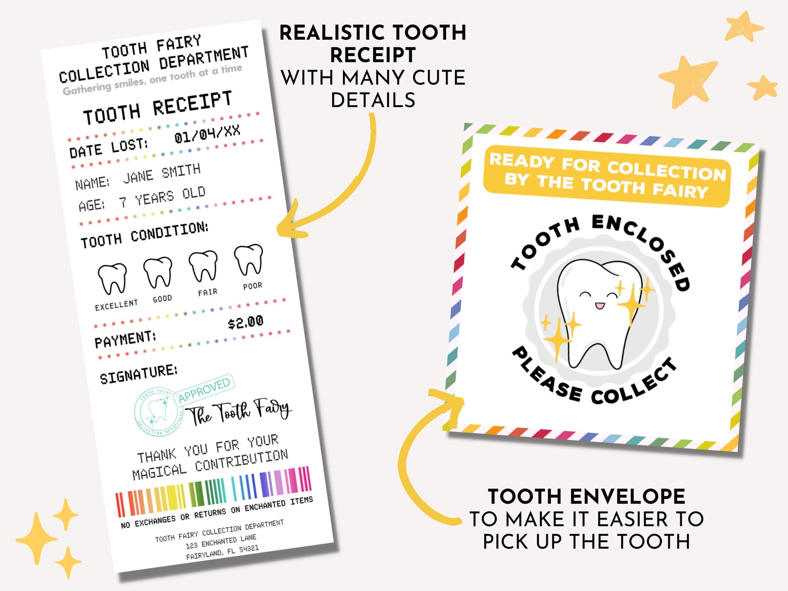 Editable Printable Mini Tooth Fairy Set With Customizable Letter From ...