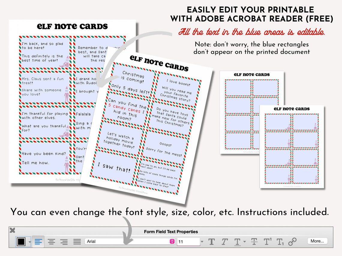 Editable Elf Note Cards, Printable Letter From Elf, Personalized ...