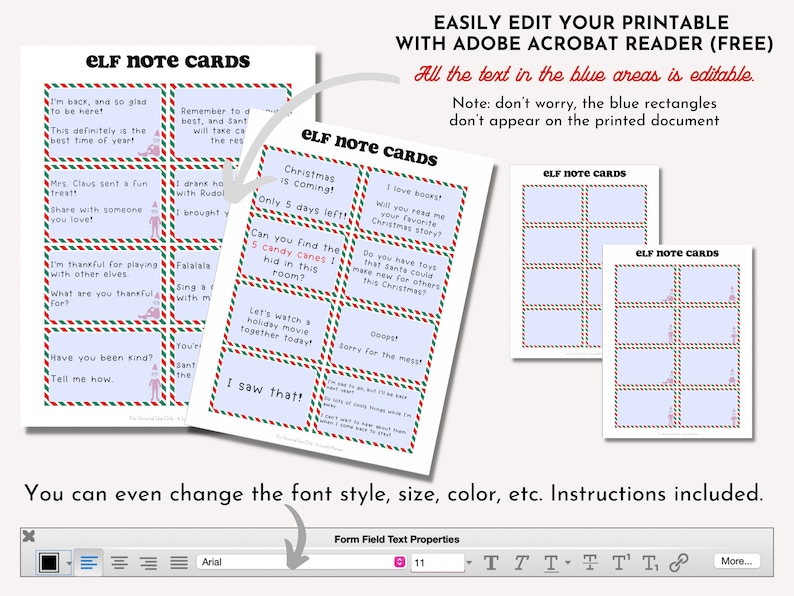 Editable Elf Note Cards, Printable Letter From Elf, Personalized ...