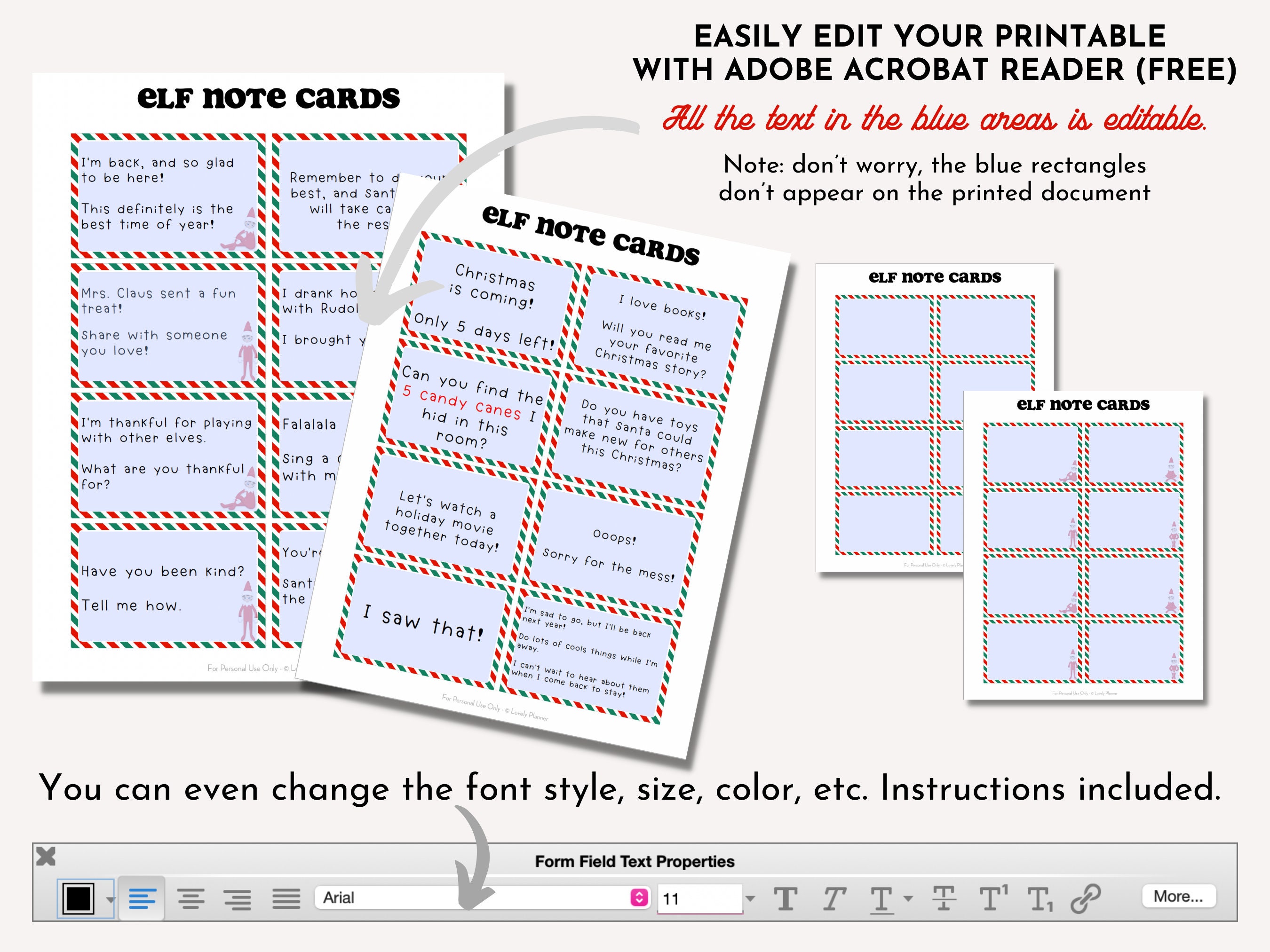 Editable Elf Note Cards, Printable Letter From Elf, Personalized ...