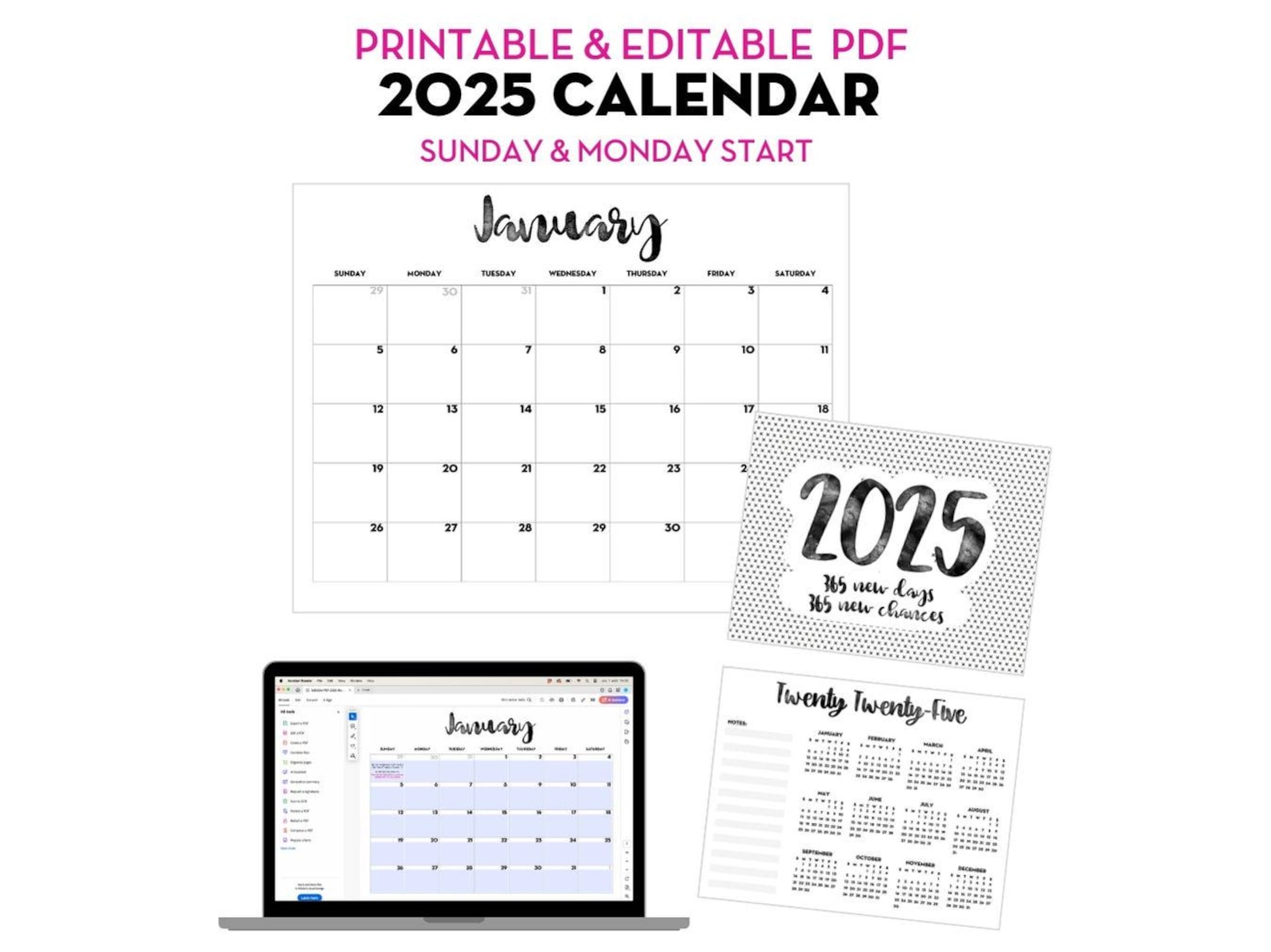 Printable EDITABLE Monthly Calendar 2025 Template, Editable PDF ...