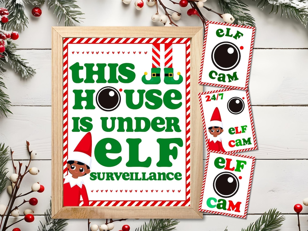 House Under Elf Surveillance Printable, Elf Cam Signs, Christmas Elf ...