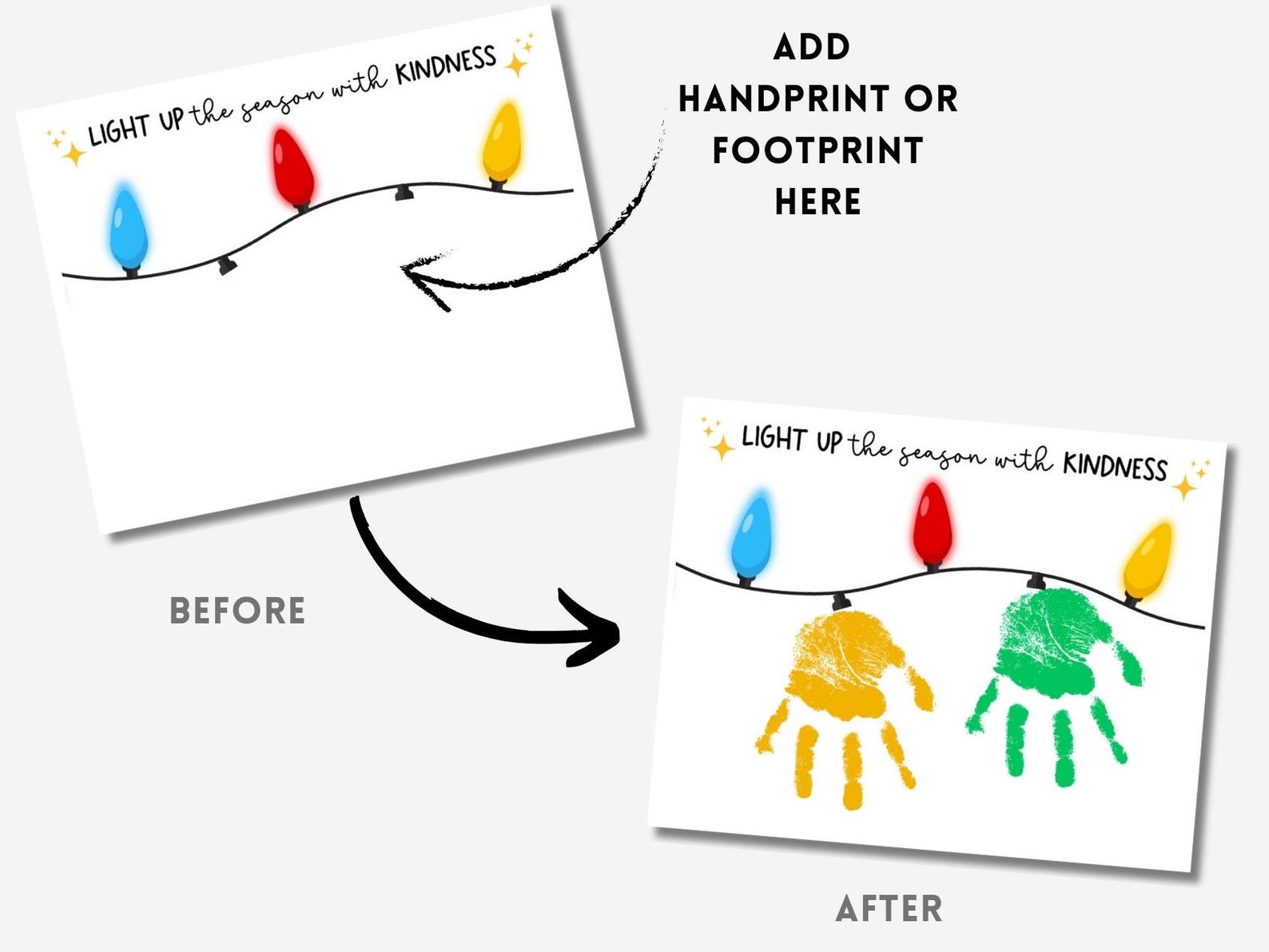 Christmas Lights Handprint Printable Template, Holidays Handprint Art ...