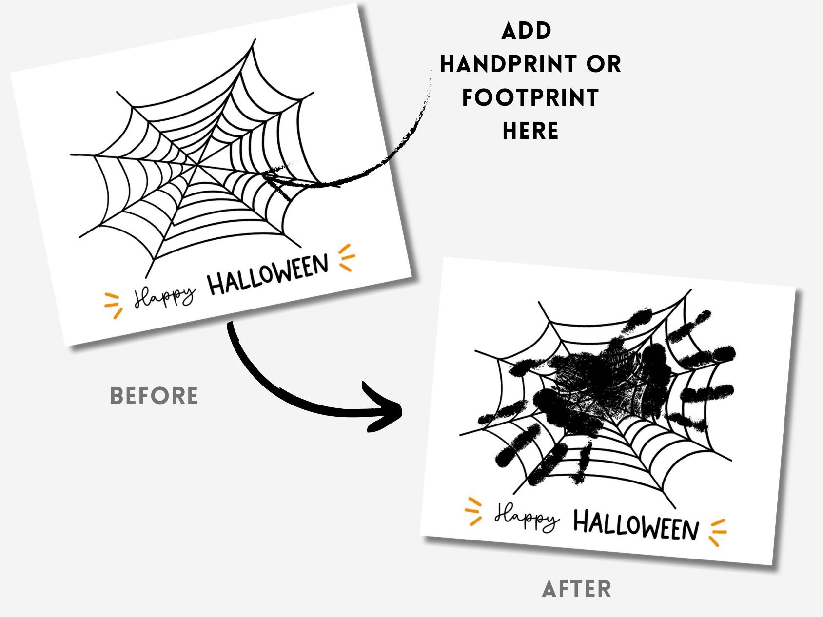 Halloween Handprint Printable Template, Fall Handprint Art, Spider ...