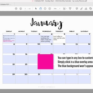 Printable EDITABLE Monthly Calendar Template for 2023 2023 - Etsy