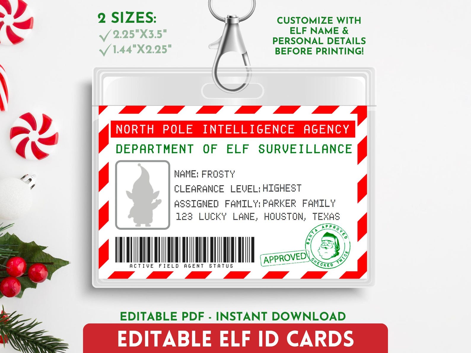 EDITABLE Elf ID Card Printable Elf ID Badge, Christmas Elf ...
