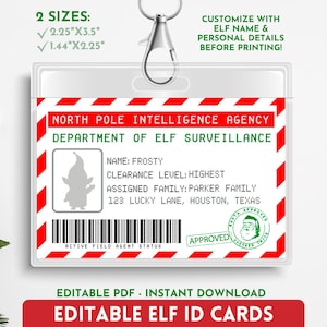 EDITABLE Elf ID Card Printable Elf ID Badge, Christmas Elf ...