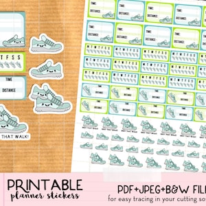 Kawaii Walk, Run, Steps, Workout Stickers Set - Printable Planner ...