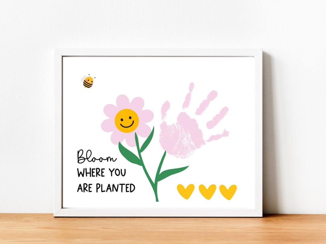 Flower Handprint Art, Spring Handprint Printable Template, Preschool ...