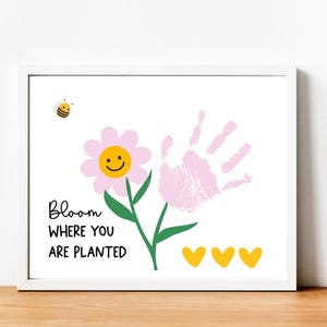 Flower Handprint Art, Spring Handprint Printable Template, Preschool ...