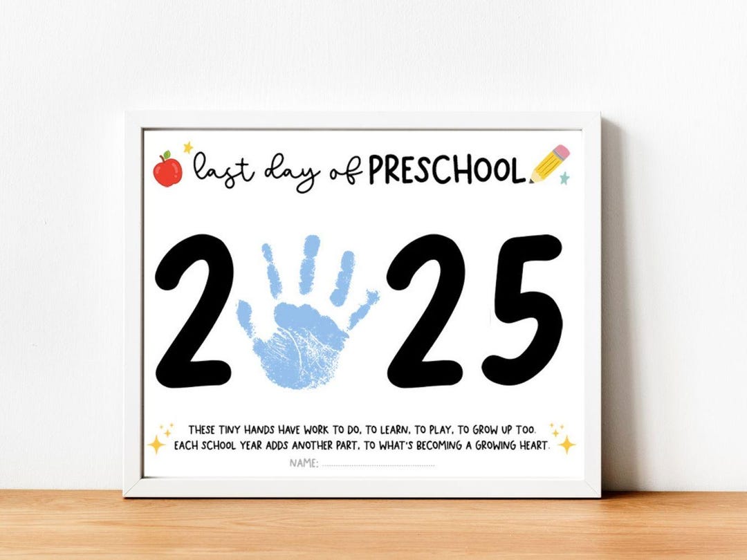 Last Day of Preschool 2025 Handprint Art, Pencil Handprint Printable ...