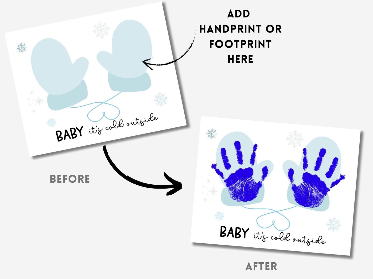 Winter Handprint Art, Mittens Handprint Printable Template, Preschool ...