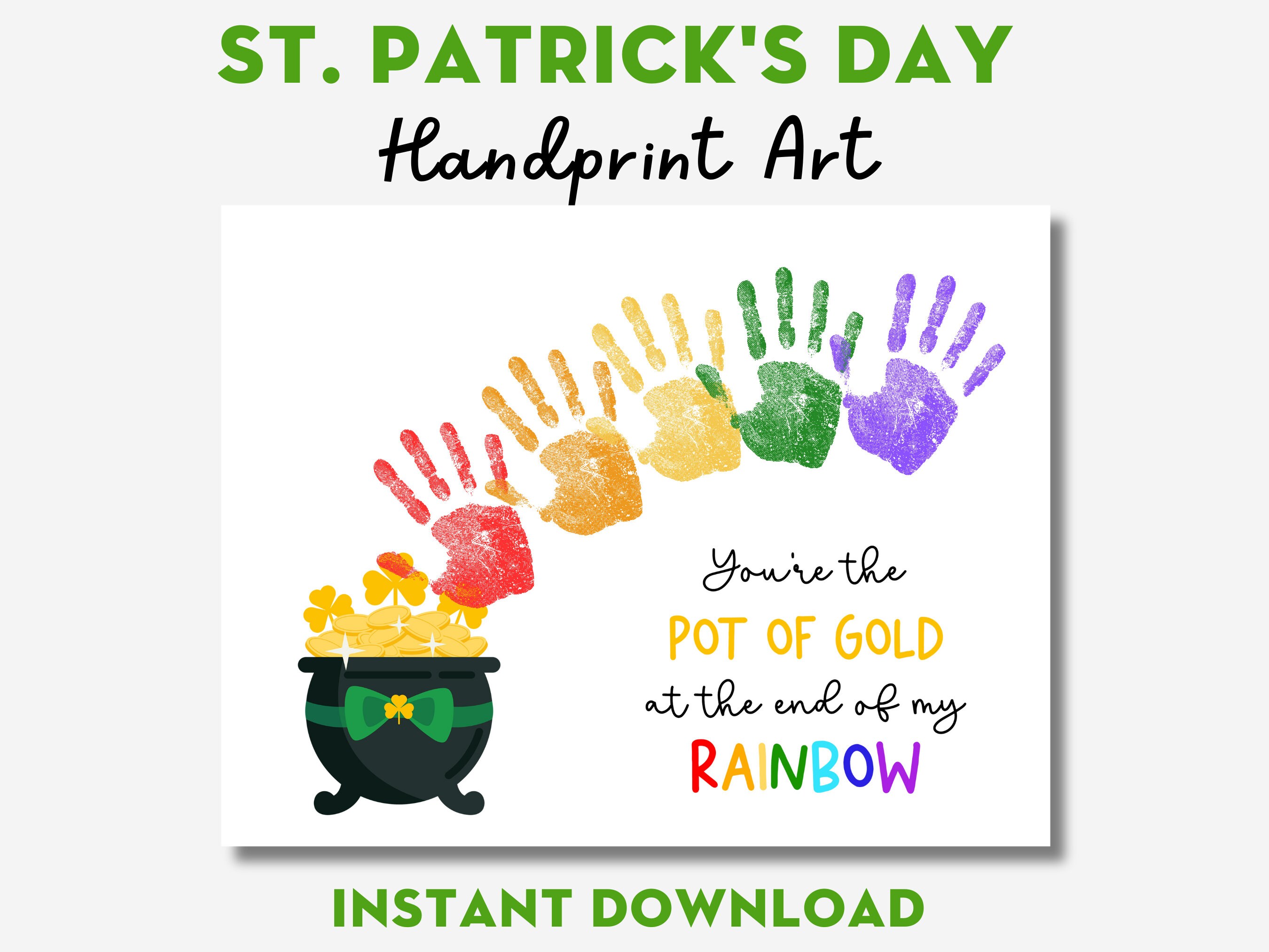 St. Patrick's Day Handprint Art, Pot of Gold at the End of the Rainbow ...