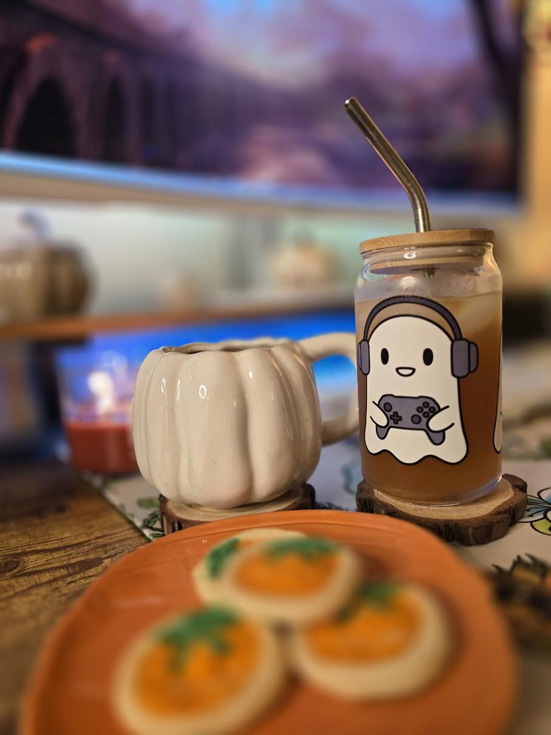 Cozy Gaming Ghosts Can Glass | Cute Gamer Ghosties Tumbler | Videogame ...