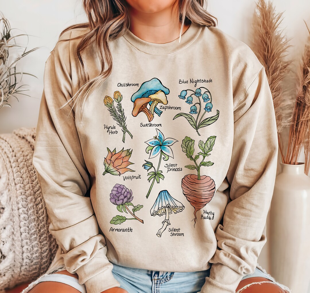 Hyrule Herbs Crewneck Sweatshirt | Hyrule Flora | Zelda Plants| Zelda ...