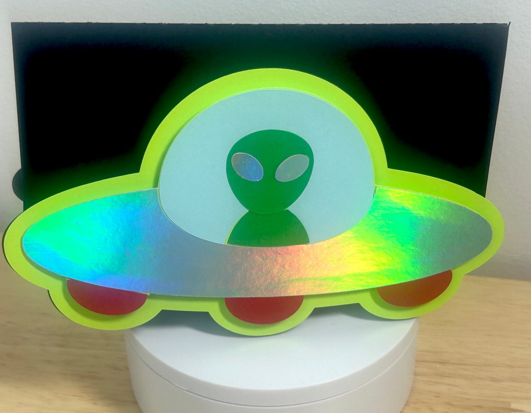 Alien Card , Spaceship , UFO , Deep Space , Planets , Visits , Green ...