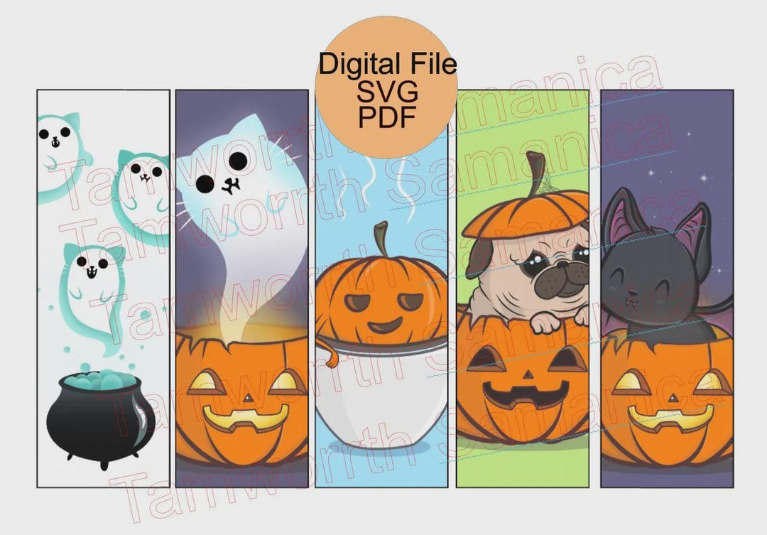Cute Halloween Bookmarks , SVG , PDF , Printable , Kids , Teachers ...