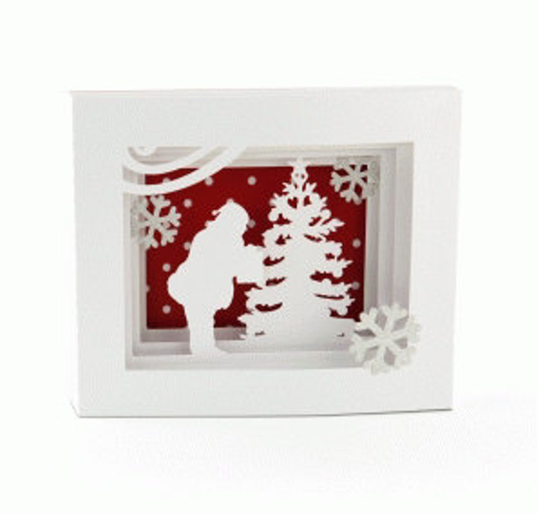 Santa Shadow Box Card , Holiday , Snow , Glitter , Hohoho , Christmas ...