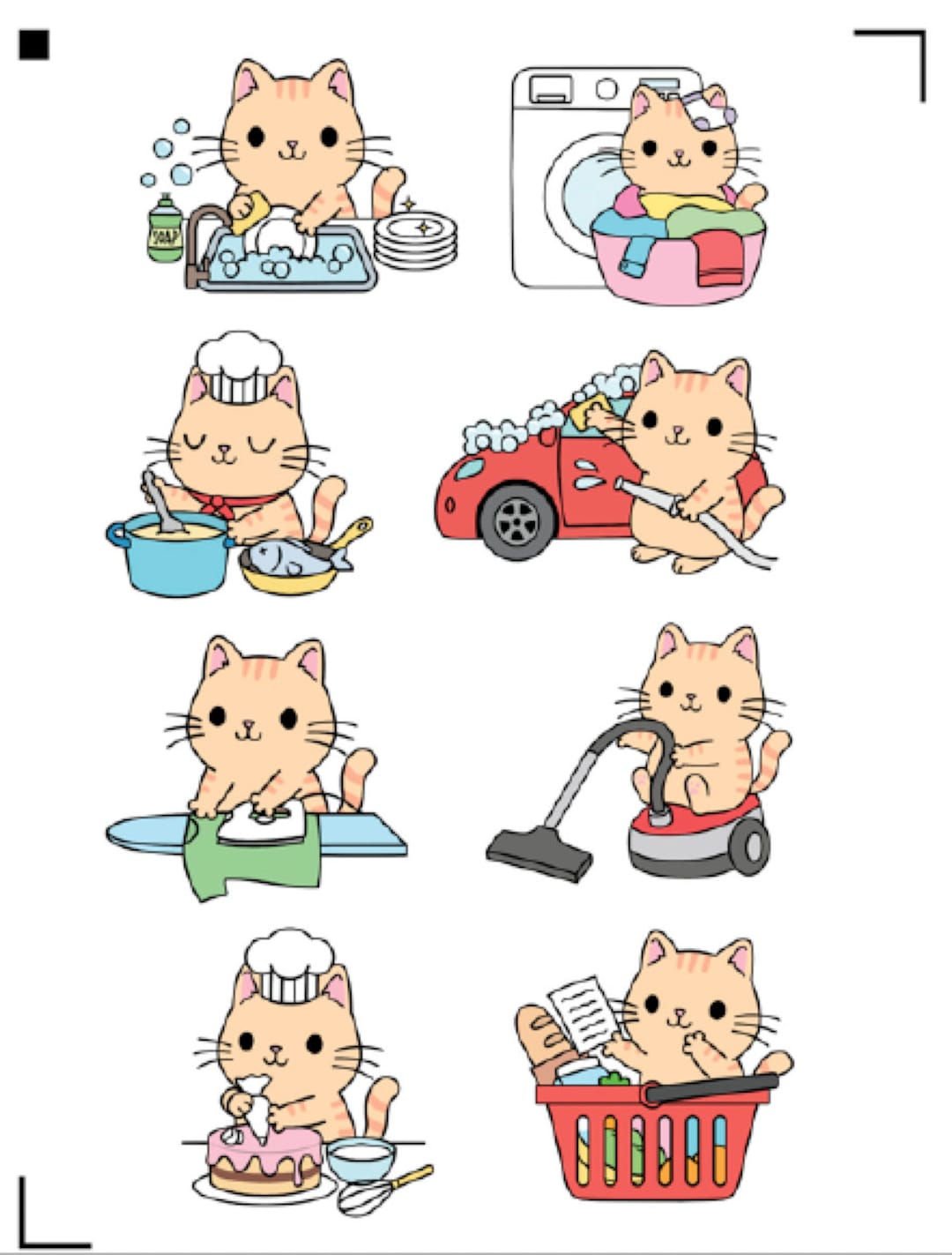 Kitty Cat House Chore Stickers , Housework , Cleaning , Chore Chart ...