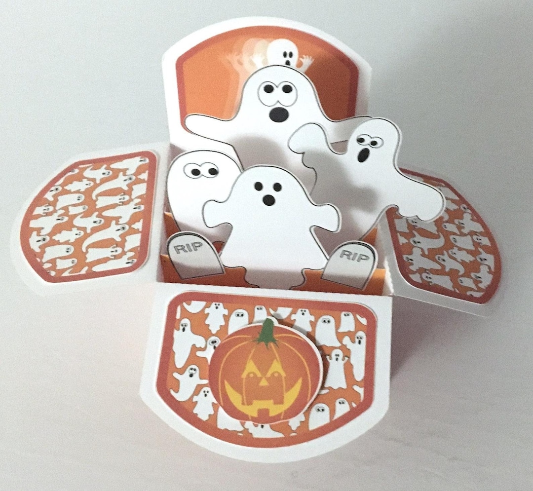 Halloween Ghost Card , Pop up , 3D , Pumpkins , Kids , Family , Friend ...