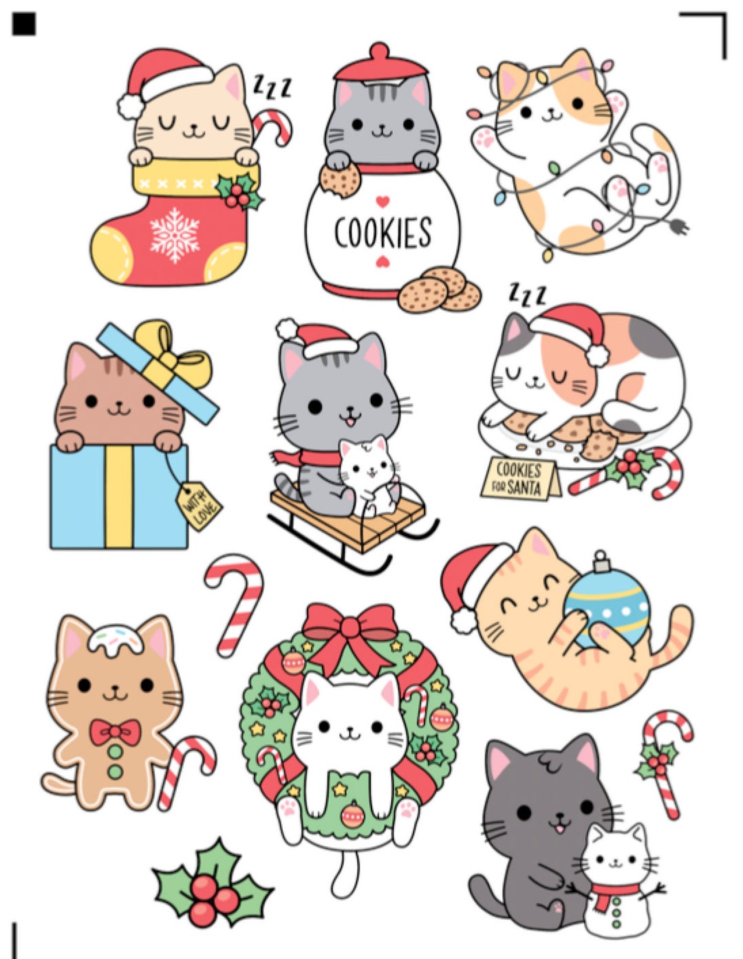 Kitty Christmas Stickers , Cat , Scrapbooking , Crafts , Cards , Kids ...