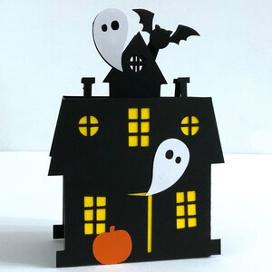 Haunted House Card , Halloween , Ghost , Pumpkin , Bat , 3D , Spooky ...