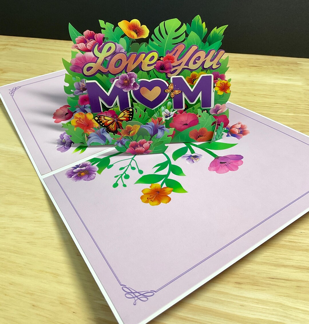 Love You Mom Pop up Card , Flowers , Garden , Beautiful , Mothers Day ...