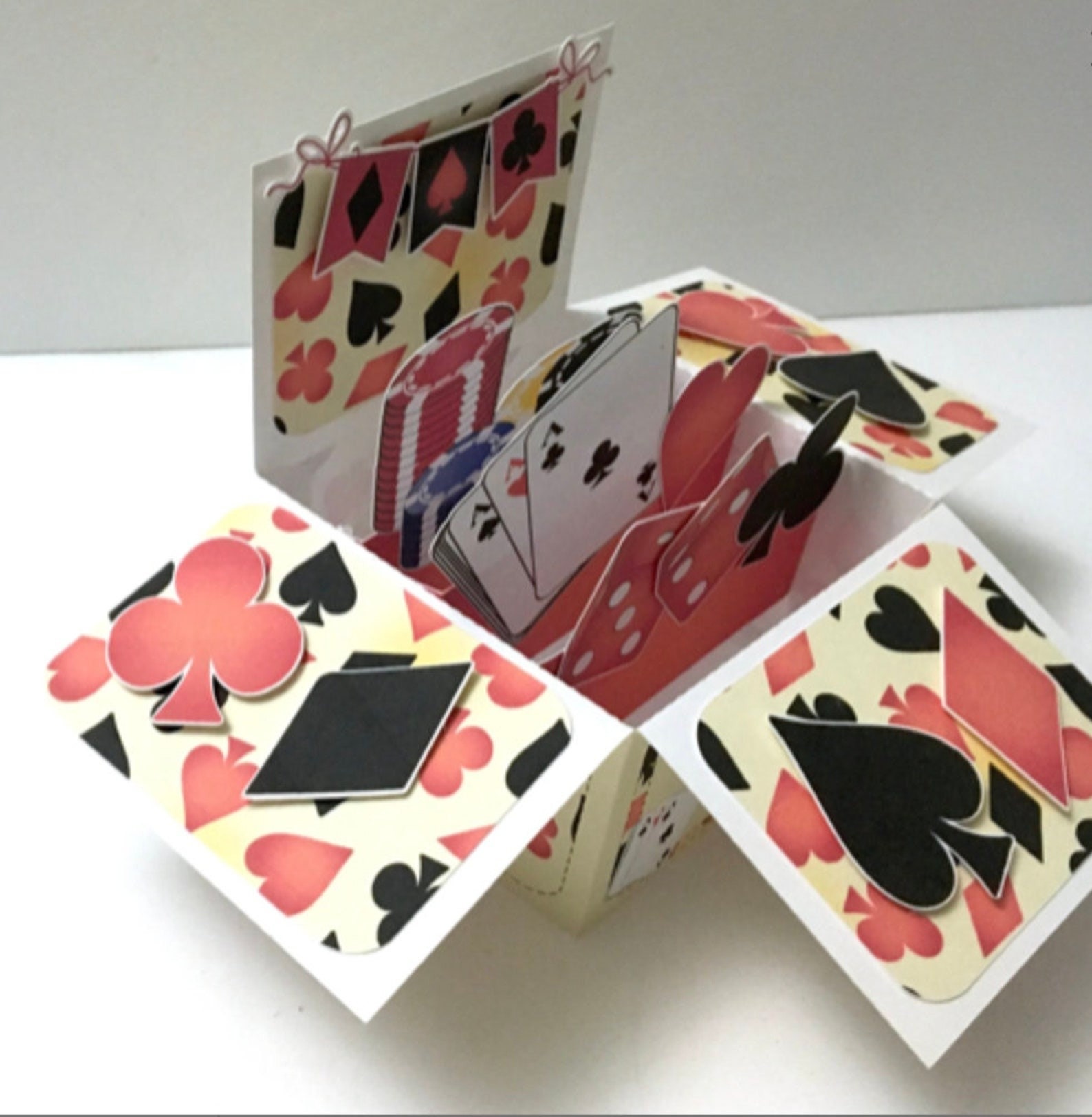 Casino Pop up Box Card , Hearts , Diamonds , Spades , Clubs , Chips ...