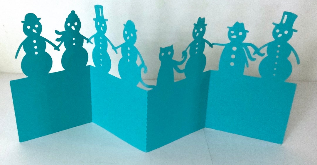 Accordion Snowman Christmas Card or Decor Item , Papercut , Hold Hands ...