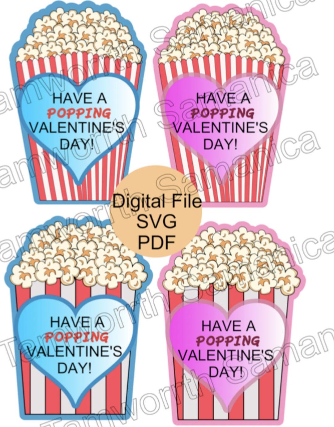 Popping Valentines Day , SVG , Sticker , Card , Printable , Popcorn ...