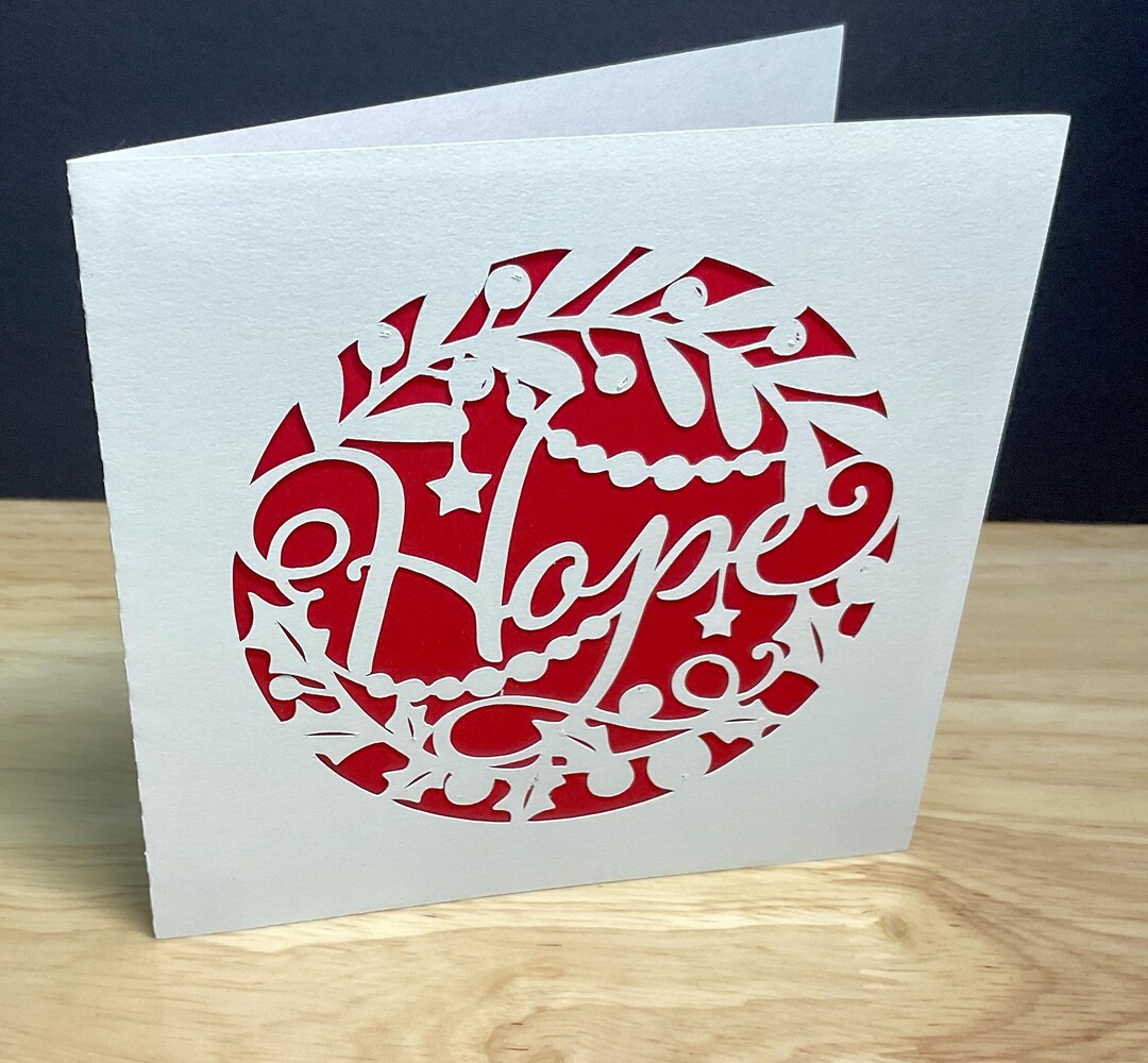 Hope Holiday Card , Red , White , Holly , Stars , Berries , Winter , Christmas - Etsy