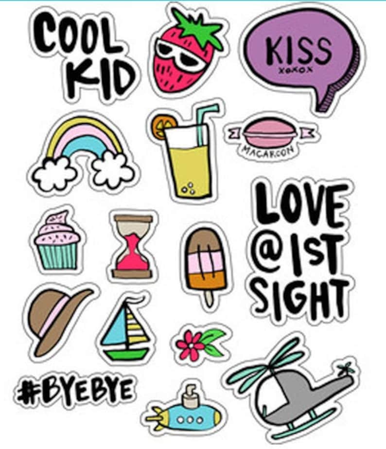 First Crush Stickers Strawberry Kiss Cool Kid Love | Etsy