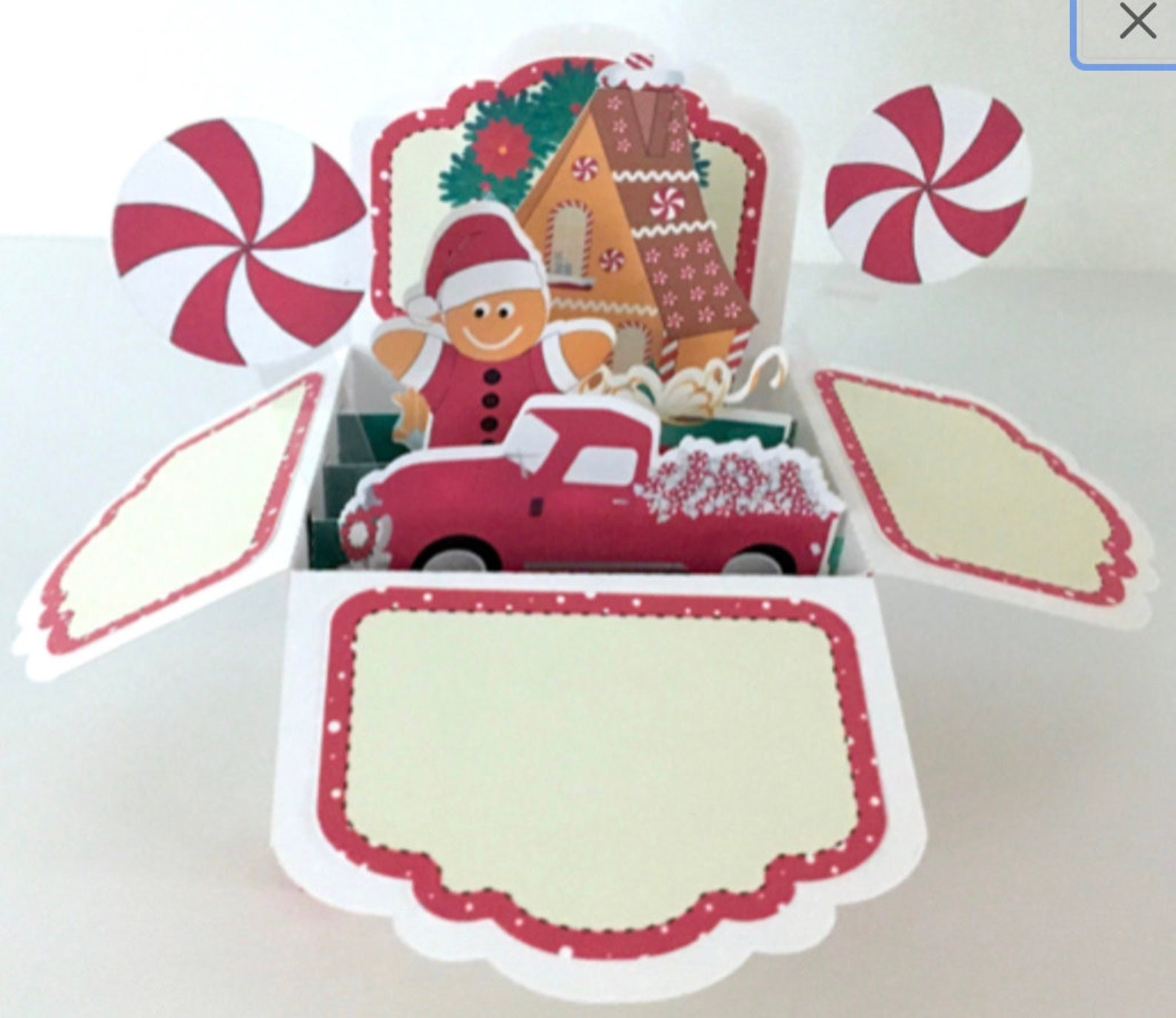 Christmas Pop up 3D Box Card , Gingerbread Man , Peppermint , Red Truck ...