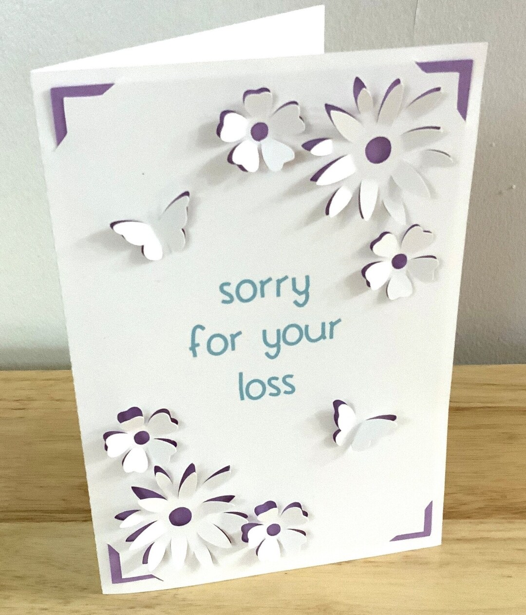 Sorry for Your Loss Papercut Card , Blank Inside , Flowers ...