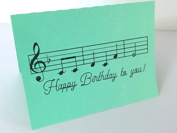 Happy Birthday Musical Note Cards Printed Guys Blank | Etsy