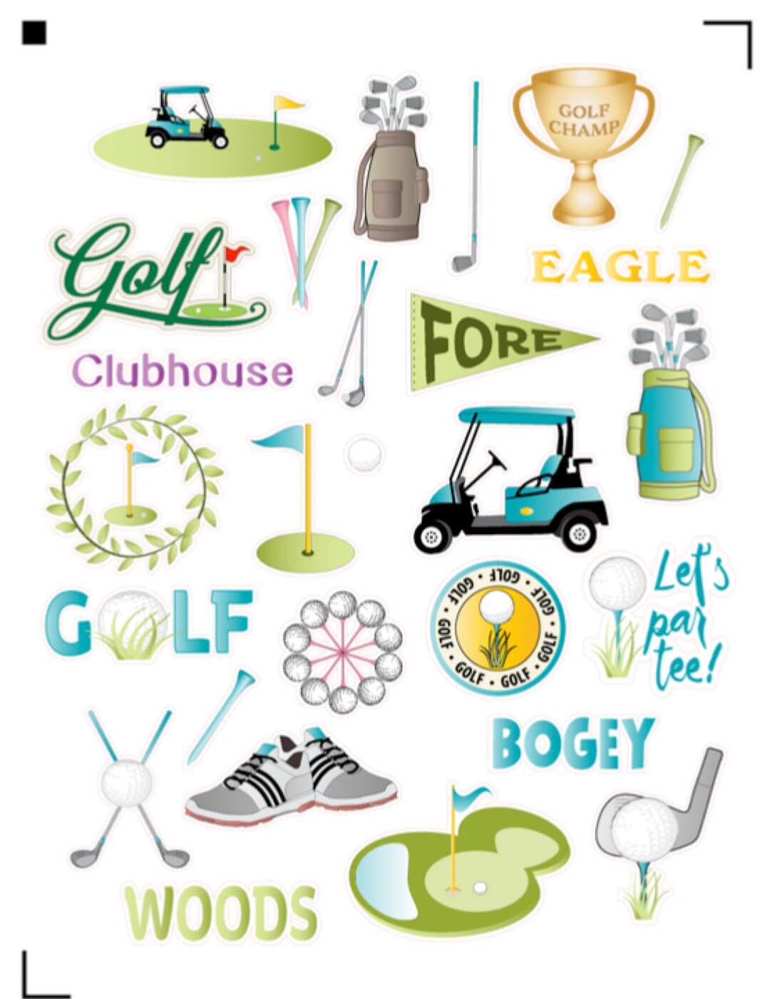 Golf Stickers , Tee , Birdie , Card Making , Scrapbooking , Planner ...