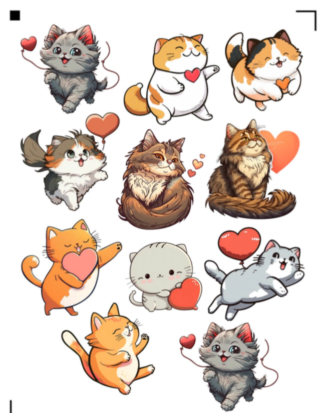 Kitty Cat Valentine Stickers , Heart , Playful , Cute , Perfect ...