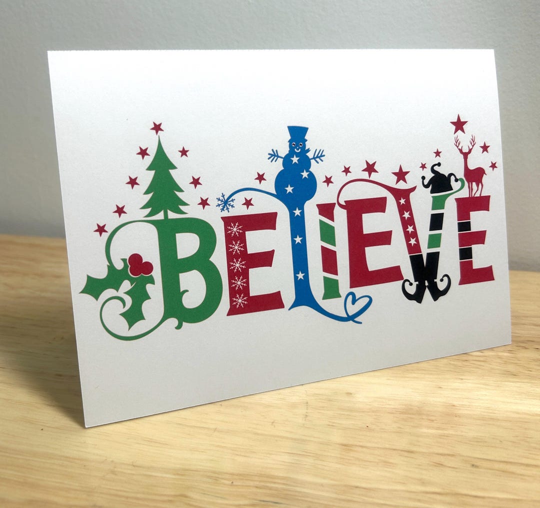 Believe Christmas Card , Holiday , Snowman , Elf , Reindeer , Magic ...