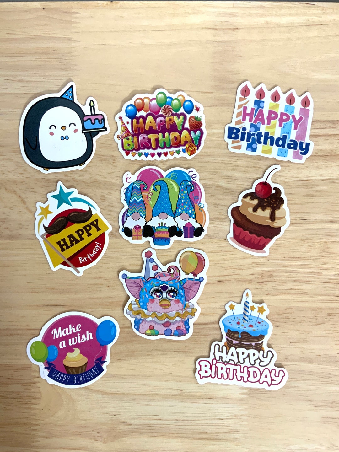 Happy Birthday Vinyl Stickers , Cake , Candle , Balloons , Stars ...