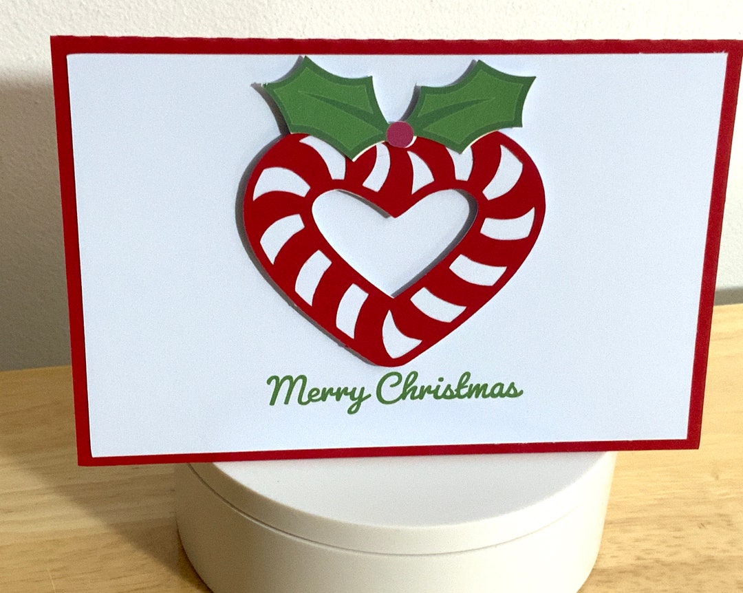 Merry Christmas Card , Candy Cane Heart , Festive , Family , Friends ...
