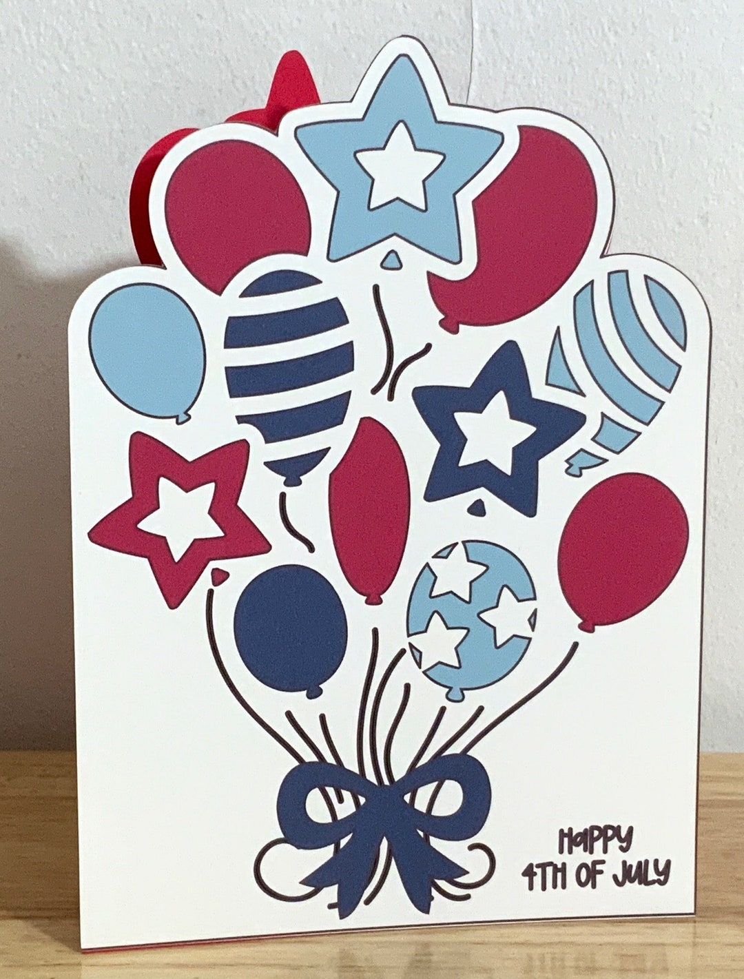 Happy 4th of July Card , Printed, Blank Inside, Balloons , Stars ...