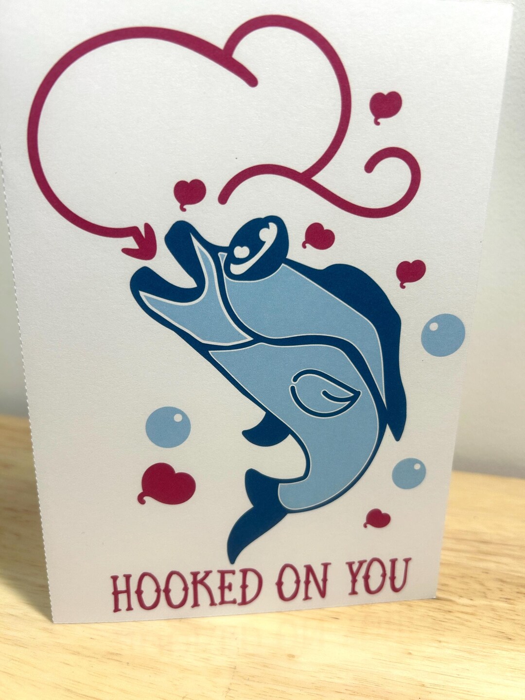 Hooked on You Valentines Day Card , Fish , Hearts , Love , Bubbles ...