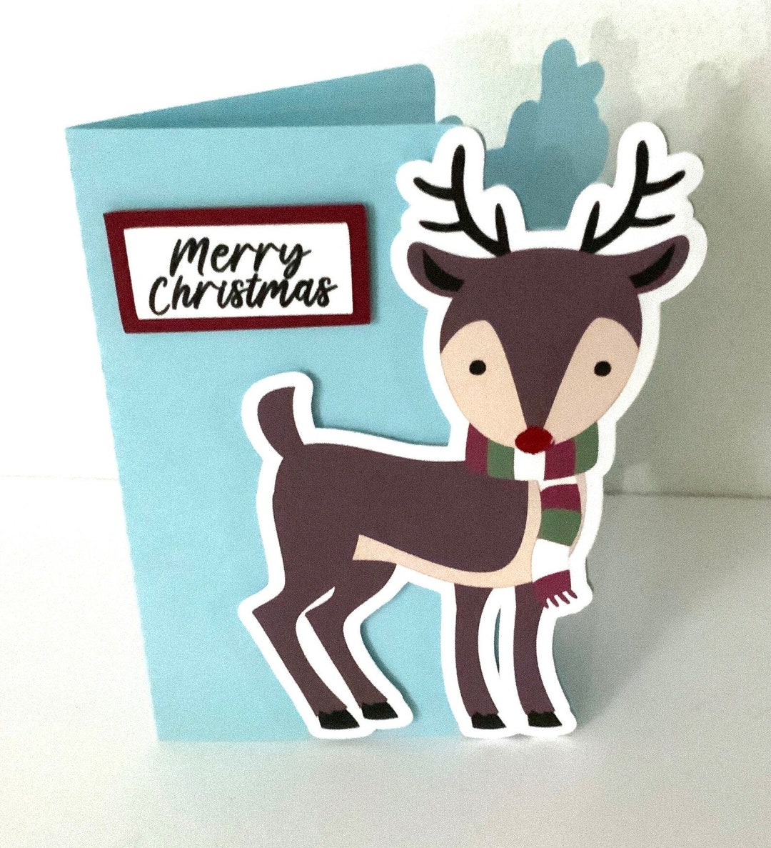 Reindeer Christmas Card , Blank Inside , Holiday , Winter , Animal ...