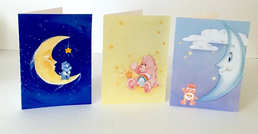 Care Bear Watercolour Card , Blank Inside , Moon , Stars , Dream , Baby ...
