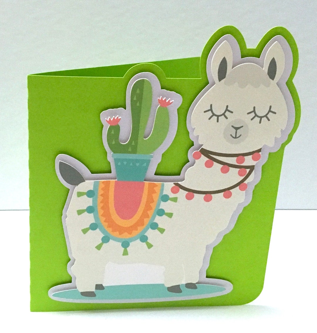 Cactus Llama Card , Blank Inside , Papercut , Orange , Animal , Family ...
